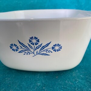 Pyrex Corning Ware Glass Blue Cornflower P-1 3/4-B 1 3/4 Quart Square ...