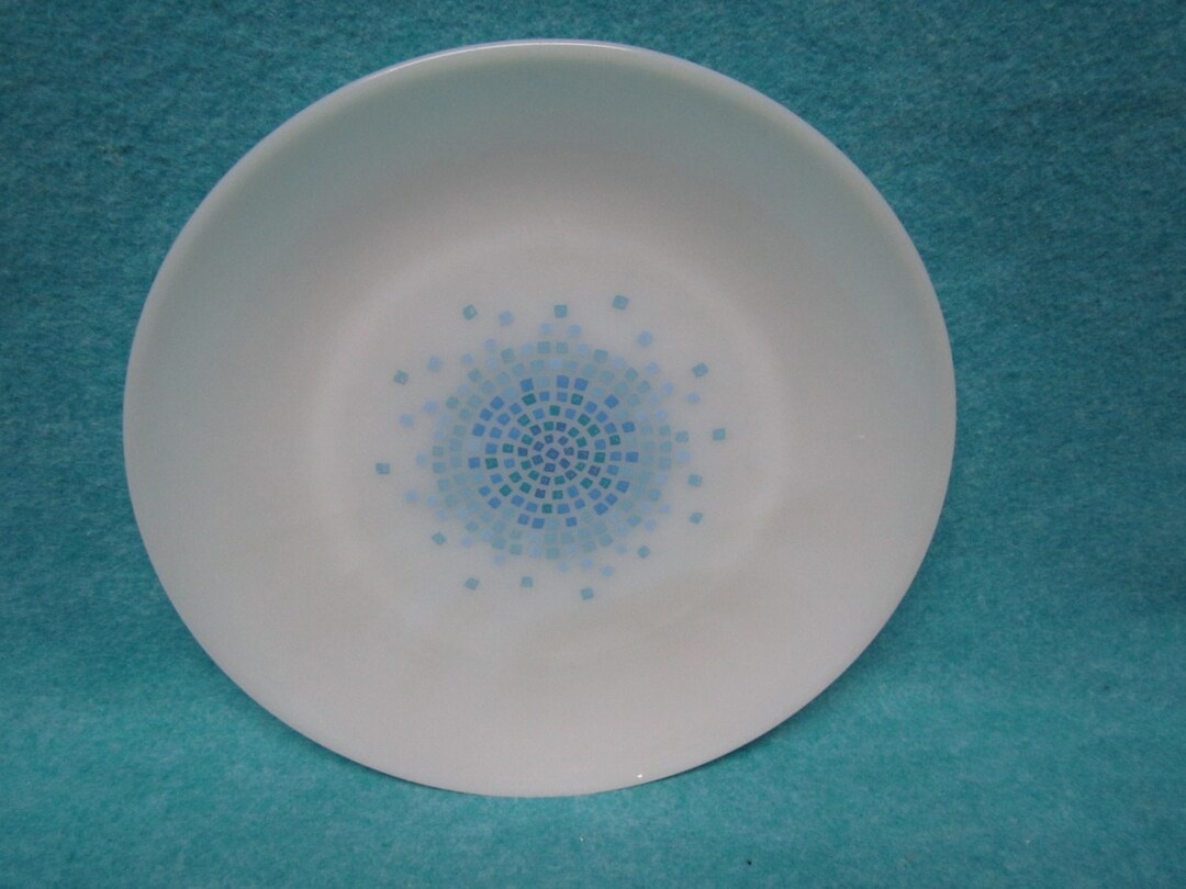 Fire-king Glass Blue Mosaic Dinner Plate 10" Blue and White - Etsy
