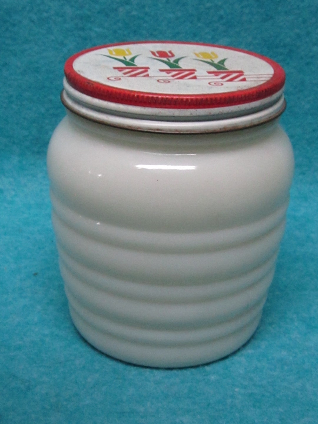 Fire-king Glass Ivory Grease Jar With Tulip Lid - Etsy