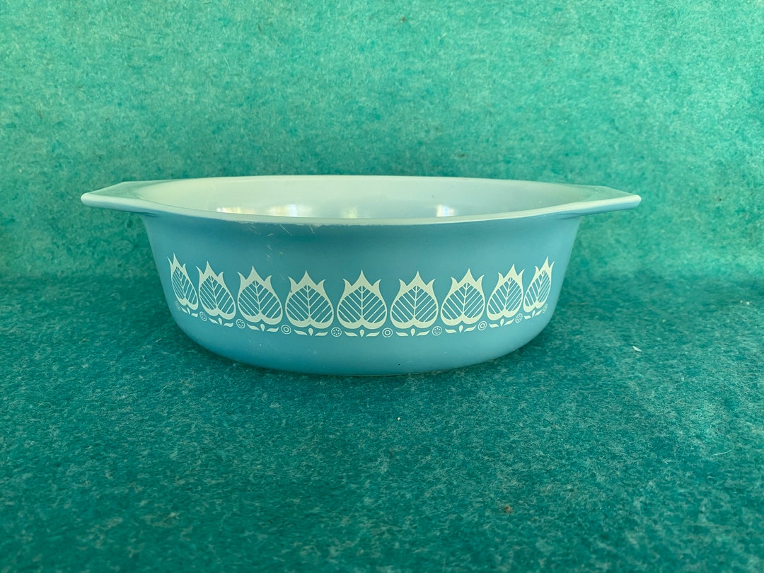 Pyrex Glass Casserole Dish Oval #043 Promotional Blue Tulip No Lid 1 1/ ...