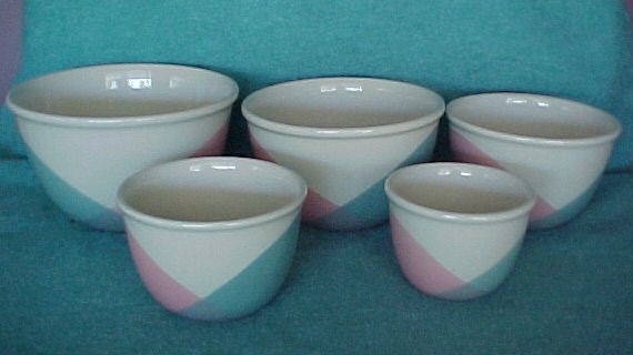 Hall China Tritone Mixing Bowl Set 5 Piece Complete Eva Zeisel - Etsy
