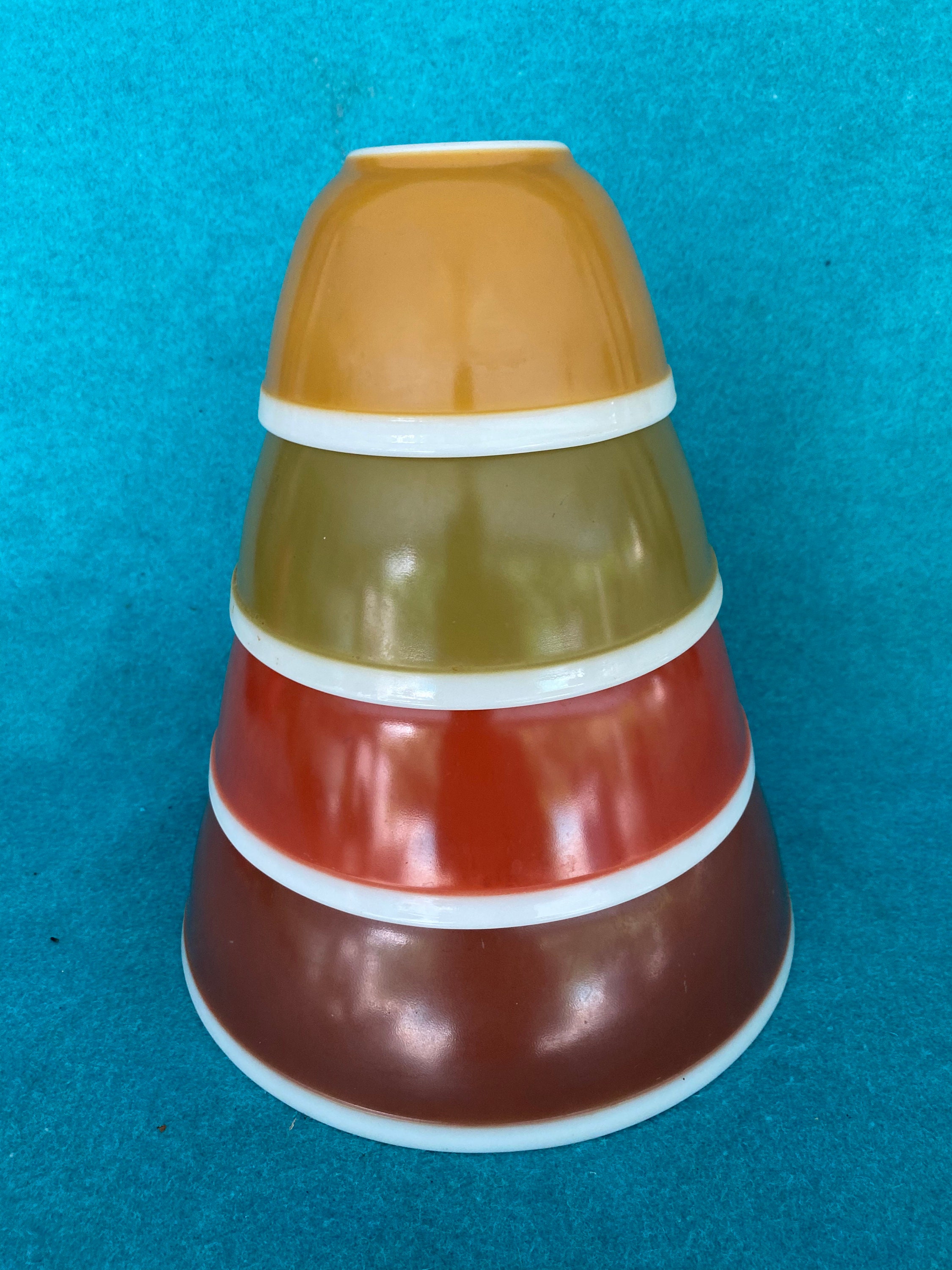 Pyrex Glass Mixing Bowl Set Round Americana Brown 4 Piece - Etsy