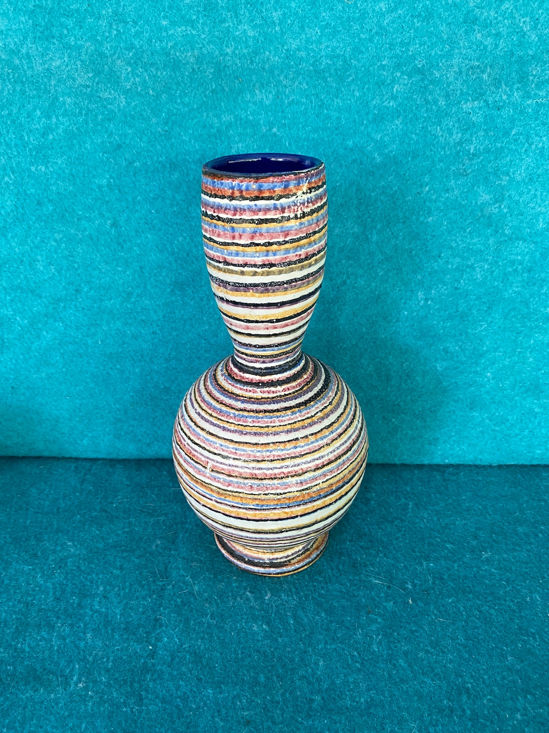 Italian Pottery Guildcraft Italy MCM 8600-C Multicolor Striped 9" Vase ...