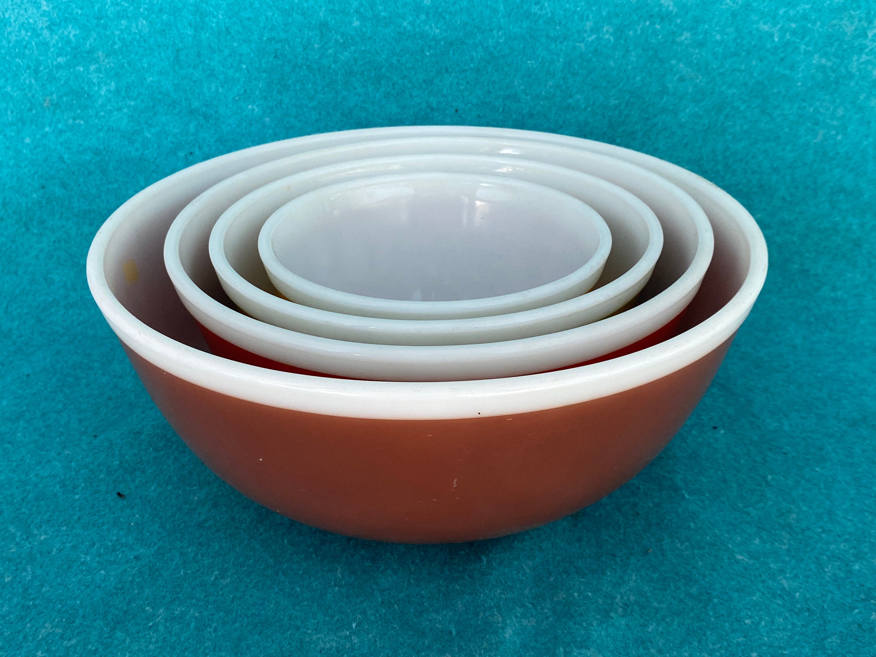 Pyrex Glass Mixing Bowl Set Round Americana Brown 4 Piece - Etsy