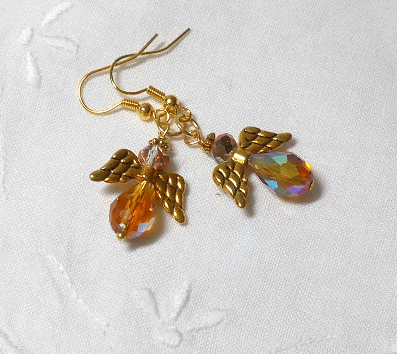 Golden Angel Earrings by Bethexpressions Beaded Earrings | Etsy