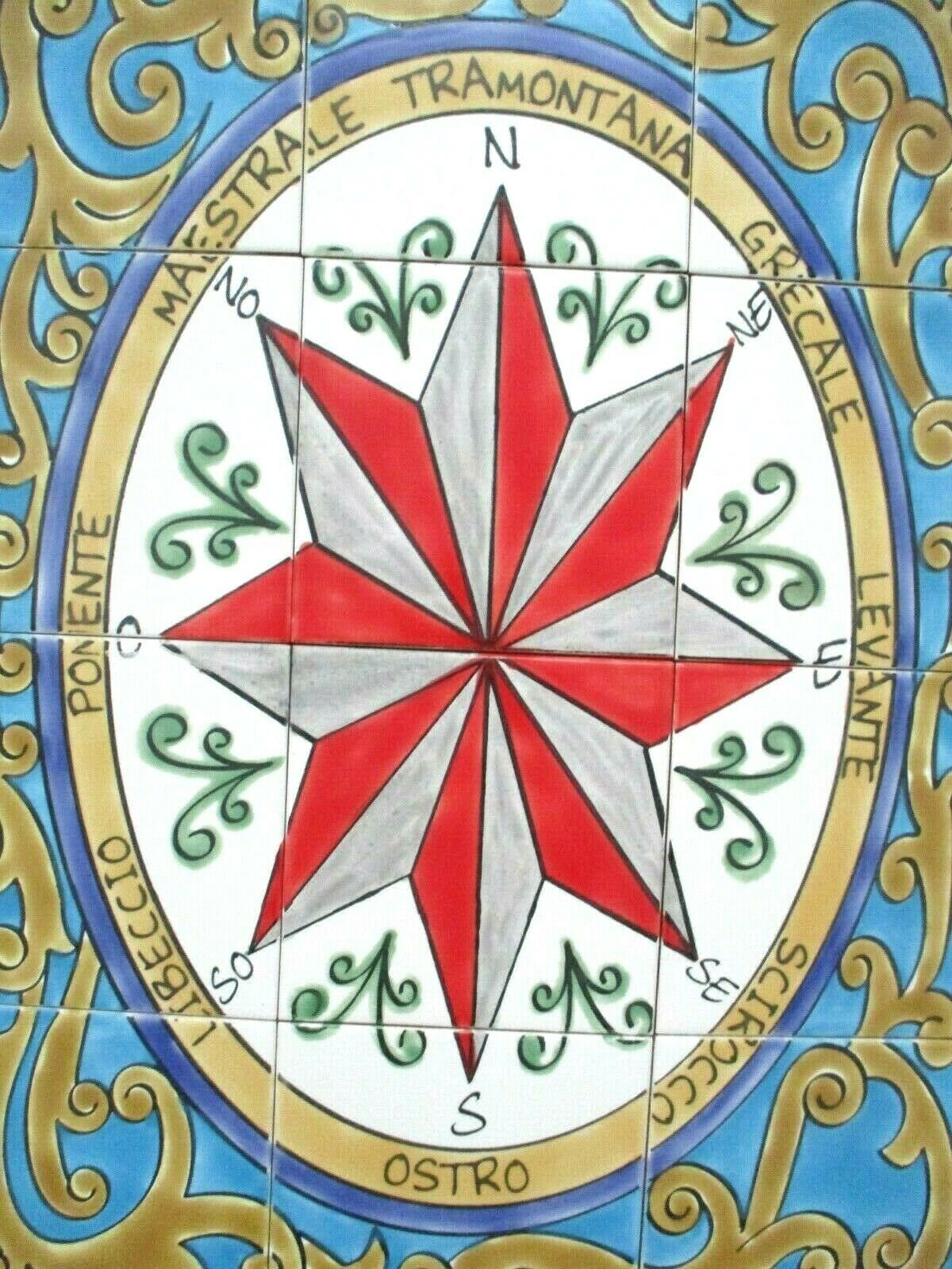 Ceramic Tile Art Mosaic Wall Mural Compass Wind Rose Rosa Dei Venti ...