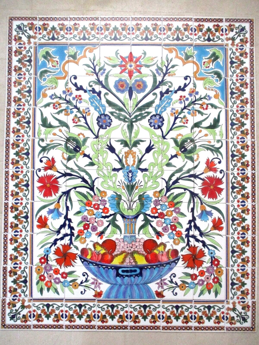 48" X 60" Hand Painted Ceramic Tile Art Panel Mosaic Wall Mural ...