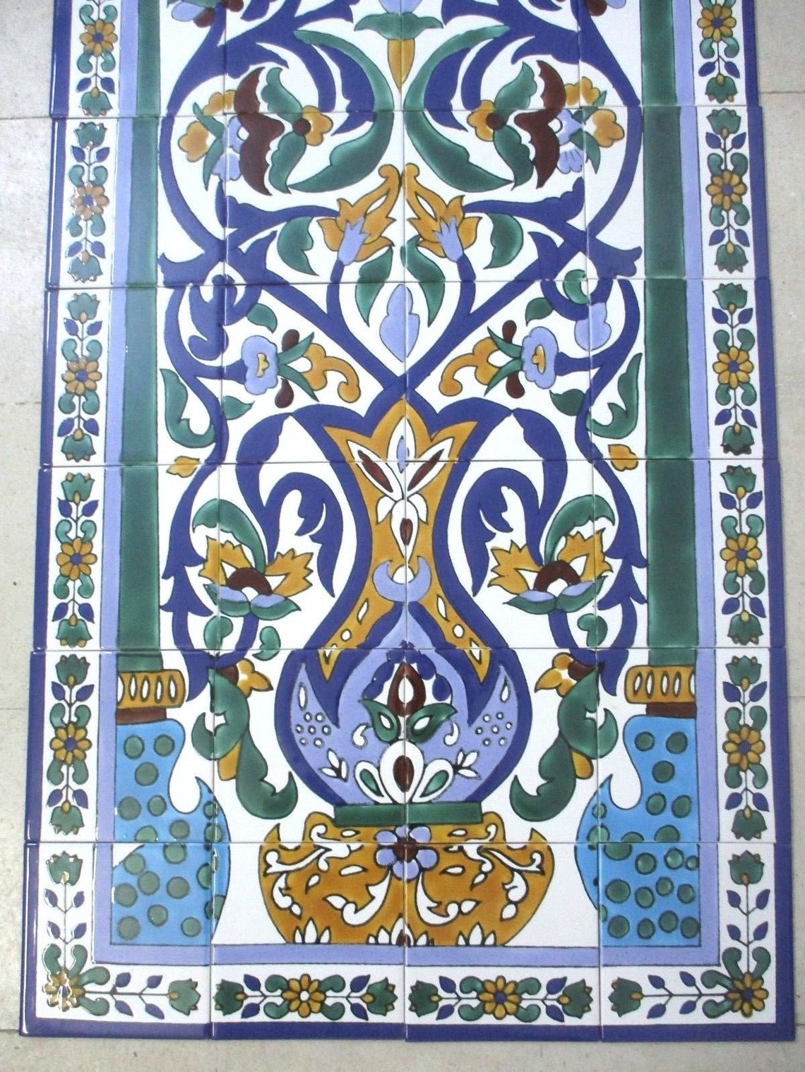 24" X 66" Hand Painted Ceramic Tile Art Panel Mosaic Wall Mural ...