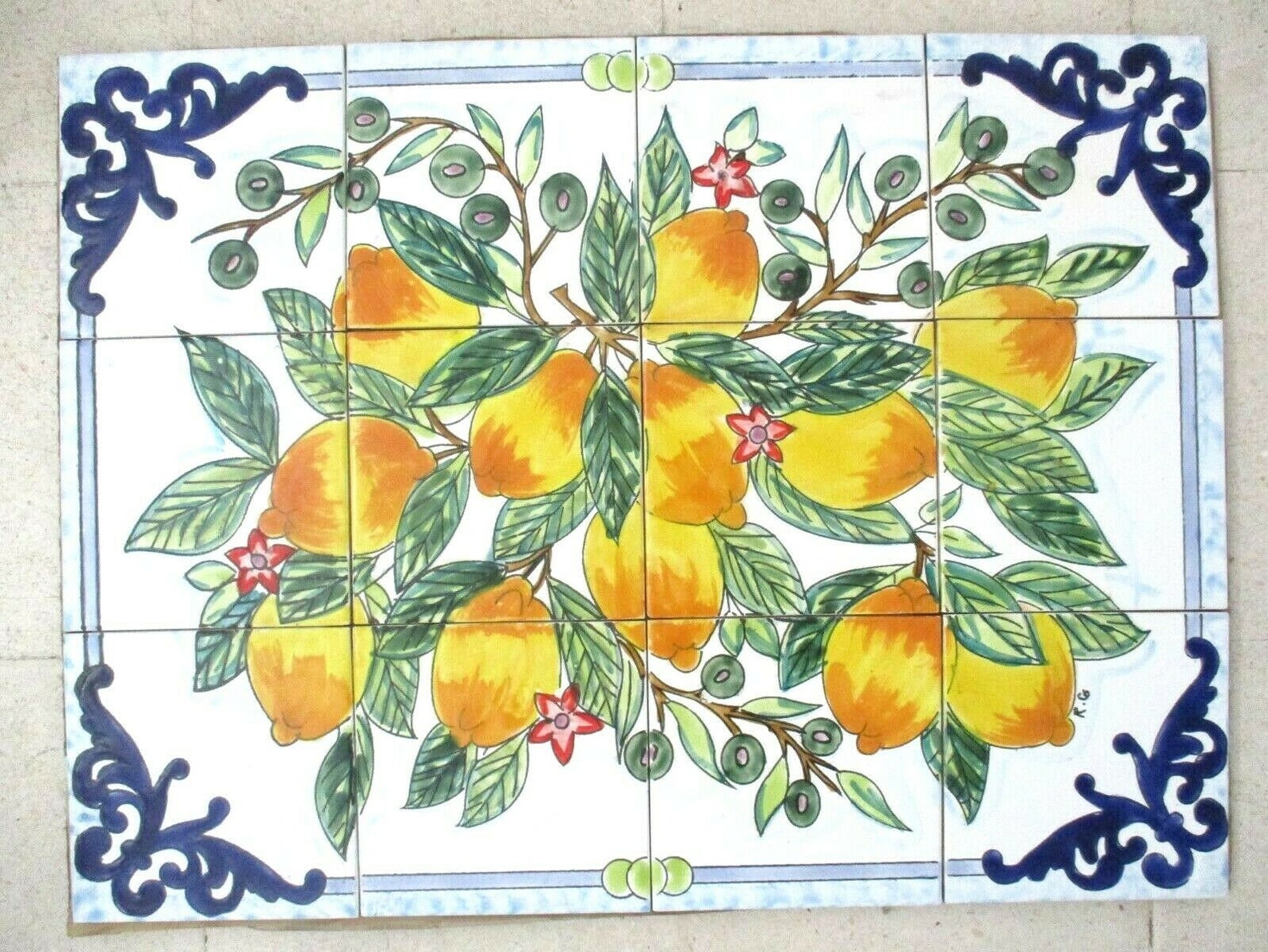 Ceramic Tile Art Mosaic Wall Mural Lemon Floral BACKSPLAH 24" X 18" - Etsy