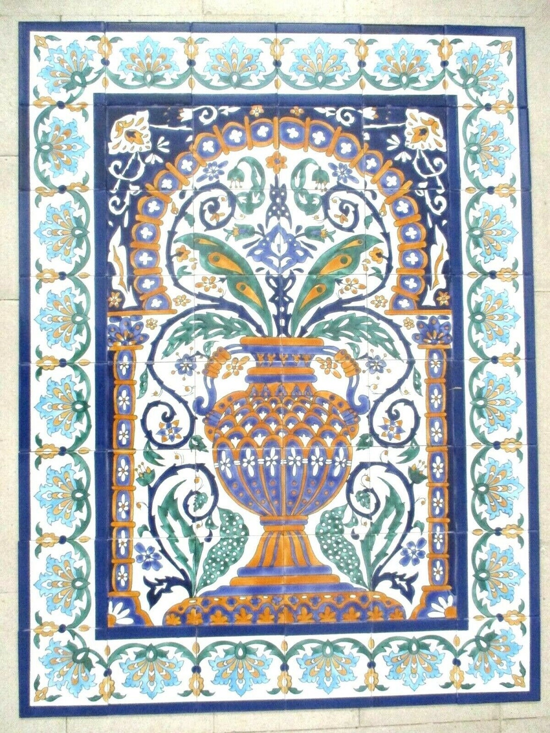 36" X 48" Hand Painted Ceramic Tile Art Panel Mosaic Wall Mural ...