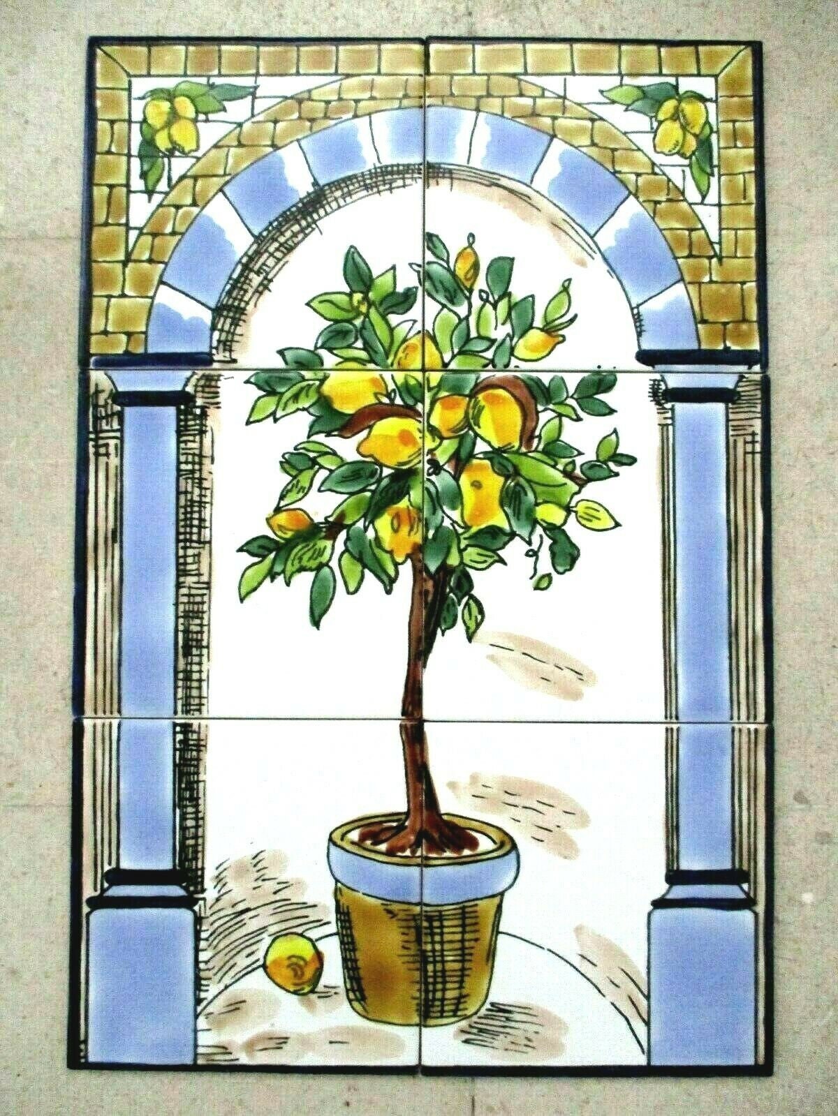 12 X 18 Hand Painted Citrus Lemon Tree Ceramic - Etsy