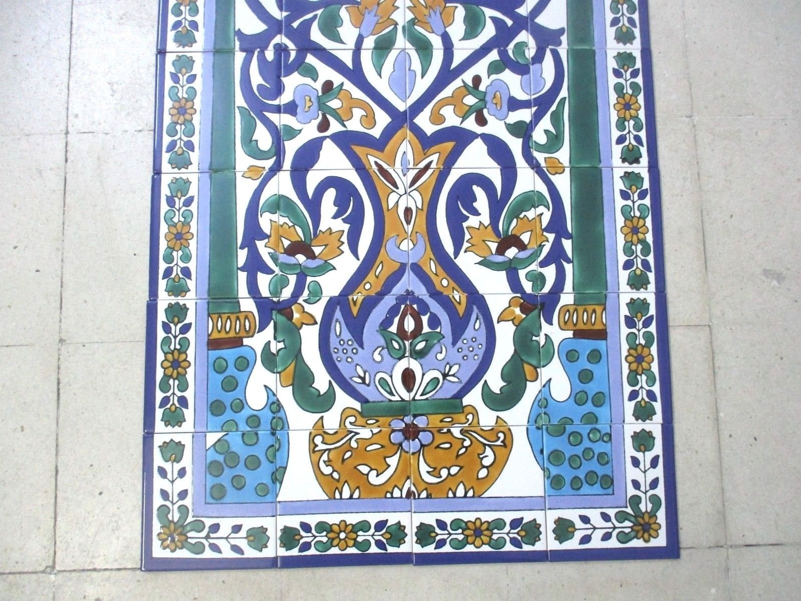 24" X 66" Hand Painted Ceramic Tile Art Panel Mosaic Wall Mural ...