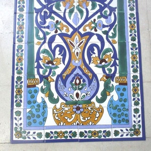 24" X 66" Hand Painted Ceramic Tile Art Panel Mosaic Wall Mural ...