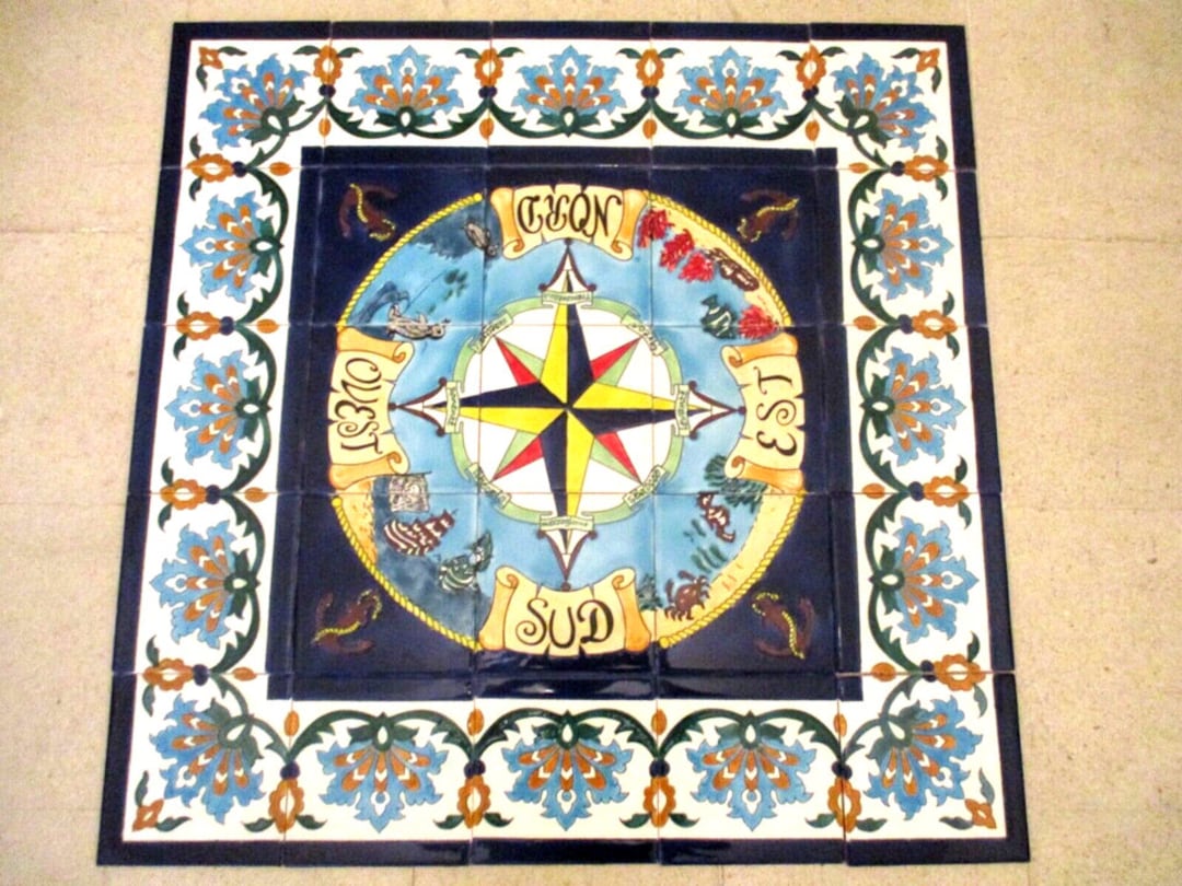 30" X 30" (75 Cm X 75 Cm) Ceramic Tile Panel Mural Backsplash Compass ...