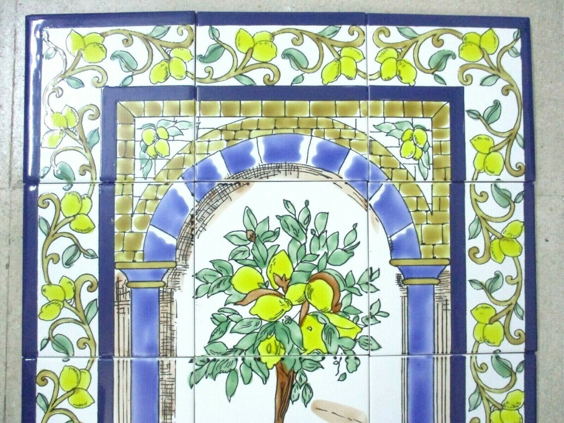 Ceramic Tile Art Mosaic Wall Mural Lemon Tree Floral BACKSPLAH 18" X 24 ...