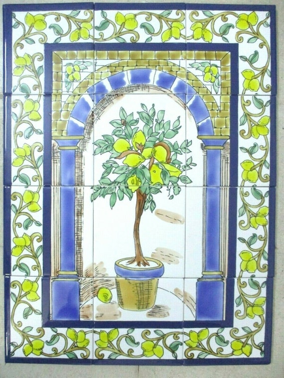 Ceramic Tile Art Mosaic Wall Mural Lemon Tree Floral BACKSPLAH | Etsy