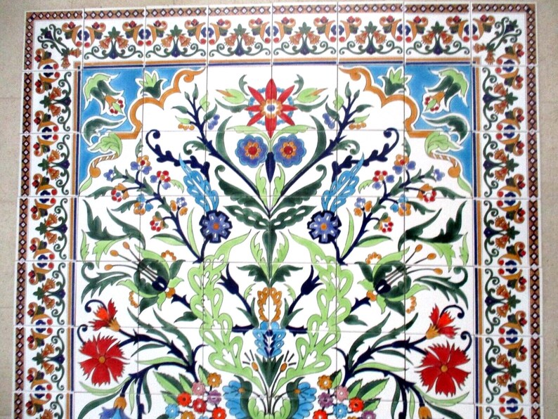 48" X 60" Hand Painted Ceramic Tile Art Panel Mosaic Wall Mural ...