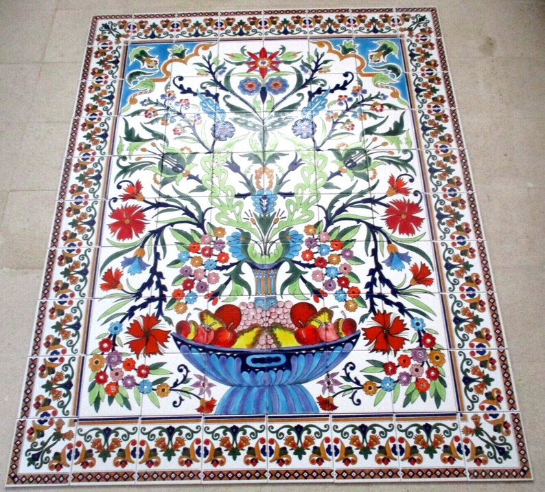 48" X 60" Hand Painted Ceramic Tile Art Panel Mosaic Wall Mural ...