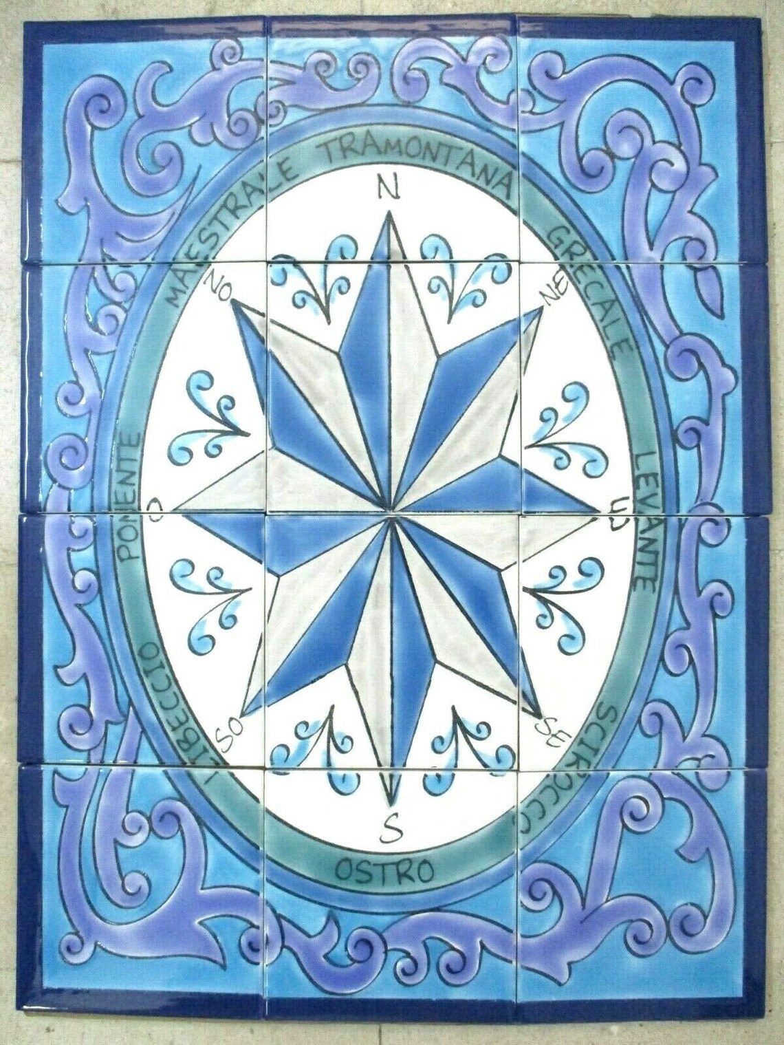 Ceramic Tile Art Mosaic Wall Mural Compass Wind Rose Rosa Dei Venti ...