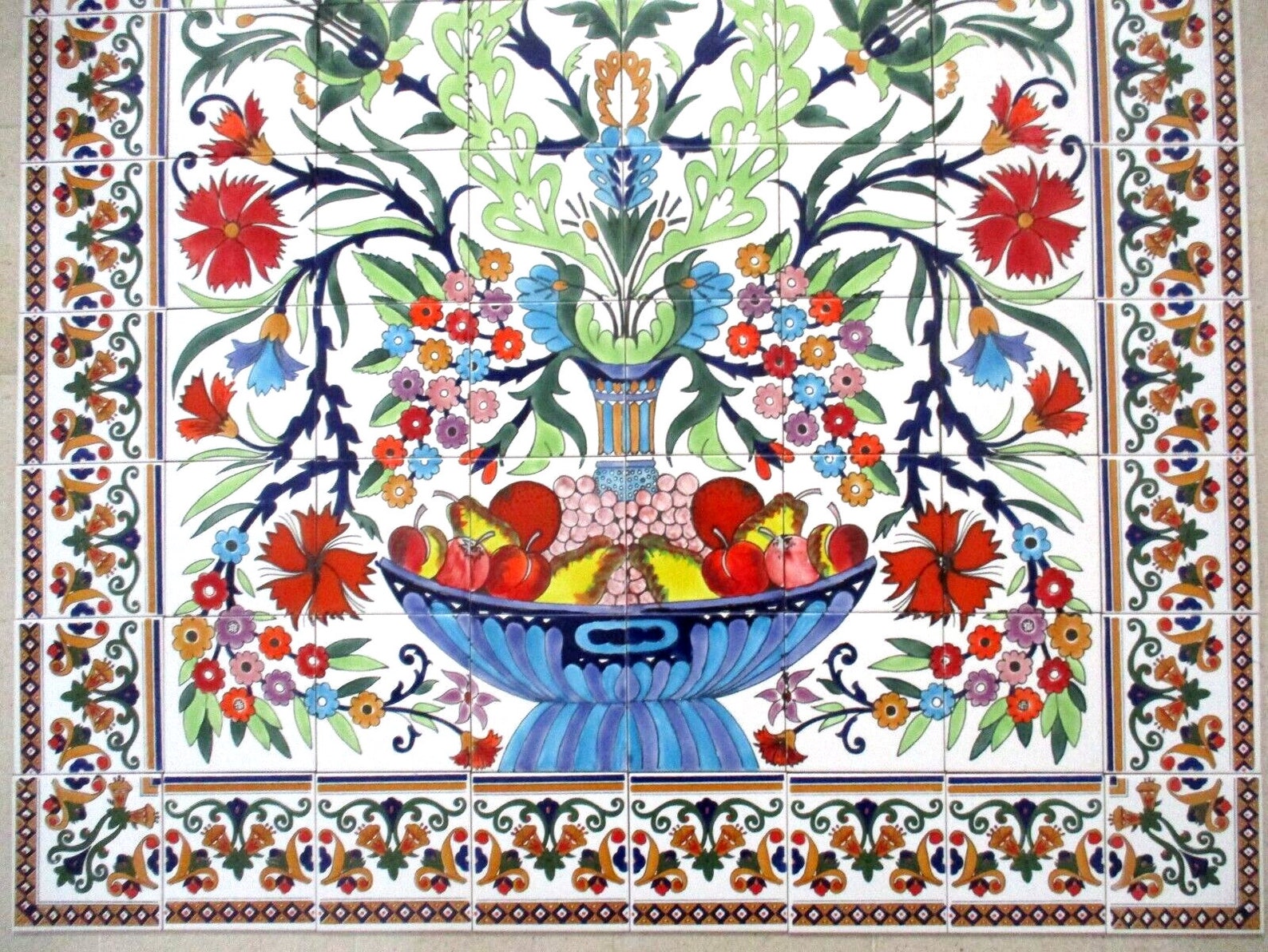 48" X 60" Hand Painted Ceramic Tile Art Panel Mosaic Wall Mural ...