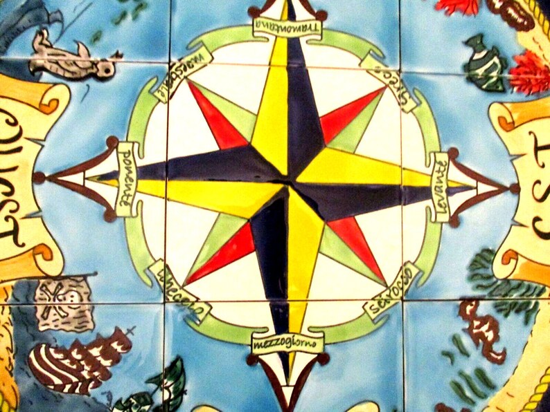 30" X 30" (75 Cm X 75 Cm) Ceramic Tile Panel Mural Backsplash Compass ...