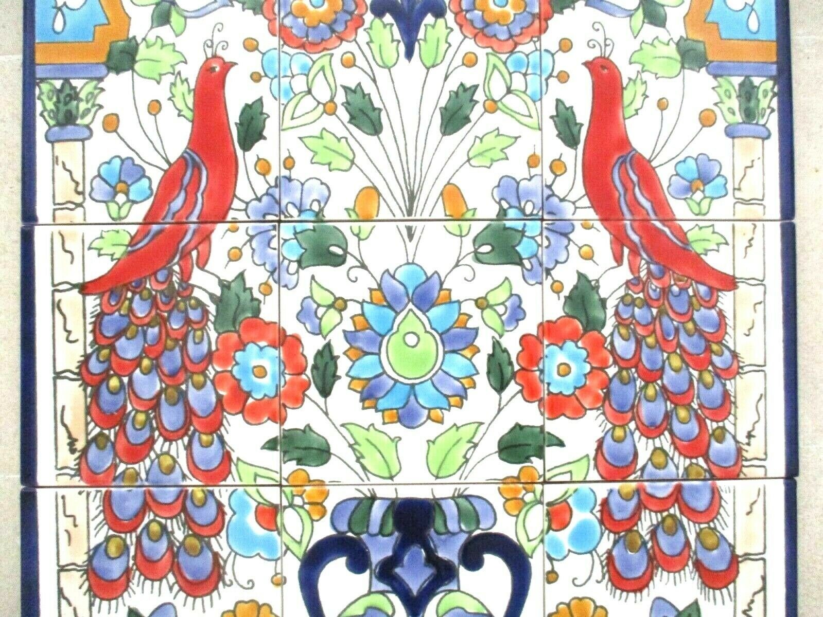 18" X 24" ( 45 Cm X 60 Cm ) Ceramic Tile Art Mosaic Wall Mural PEACOCKS Floral BACKSPLASH - Etsy
