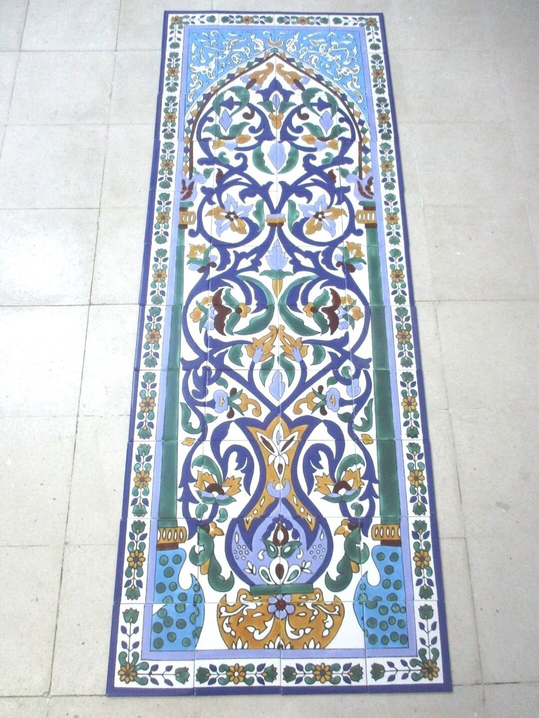24" X 66" Hand Painted Ceramic Tile Art Panel Mosaic Wall Mural ...