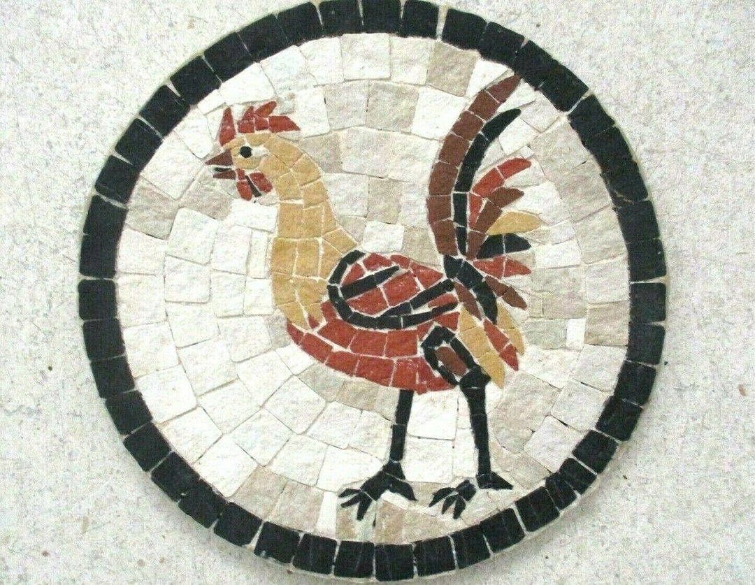 Handmade Roman Marble Mosaic Wall Hanging ROOSTER Mosaique Bird - Etsy