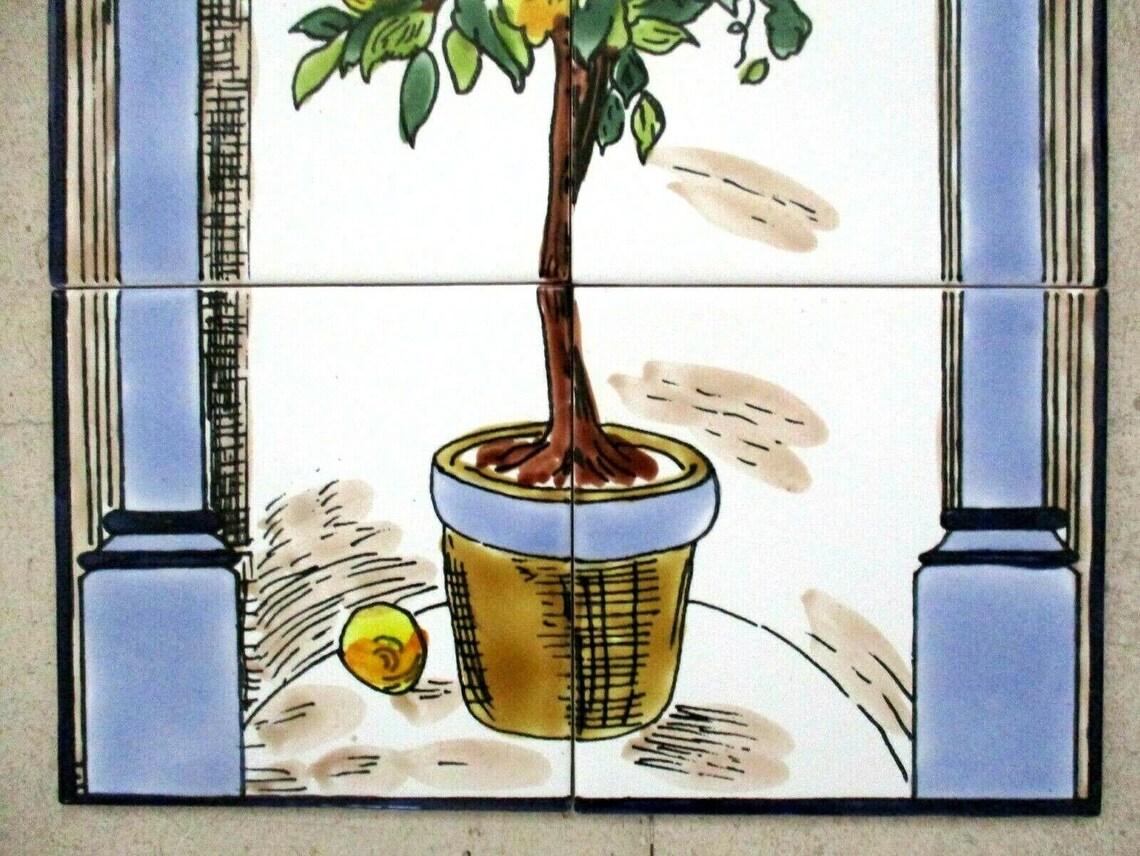 12 X 18 Hand Painted Citrus Lemon Tree Ceramic - Etsy