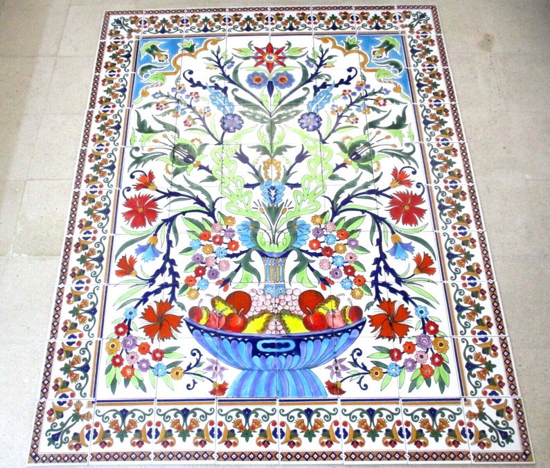 48" X 60" Hand Painted Ceramic Tile Art Panel Mosaic Wall Mural ...