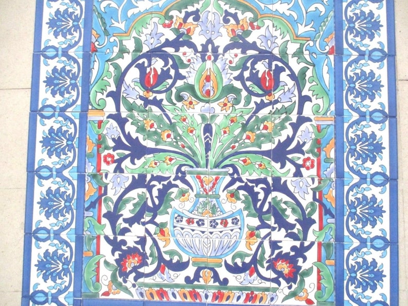 36" X 48" Hand Painted Ceramic Tile Art Panel Mosaic Wall Mural ...