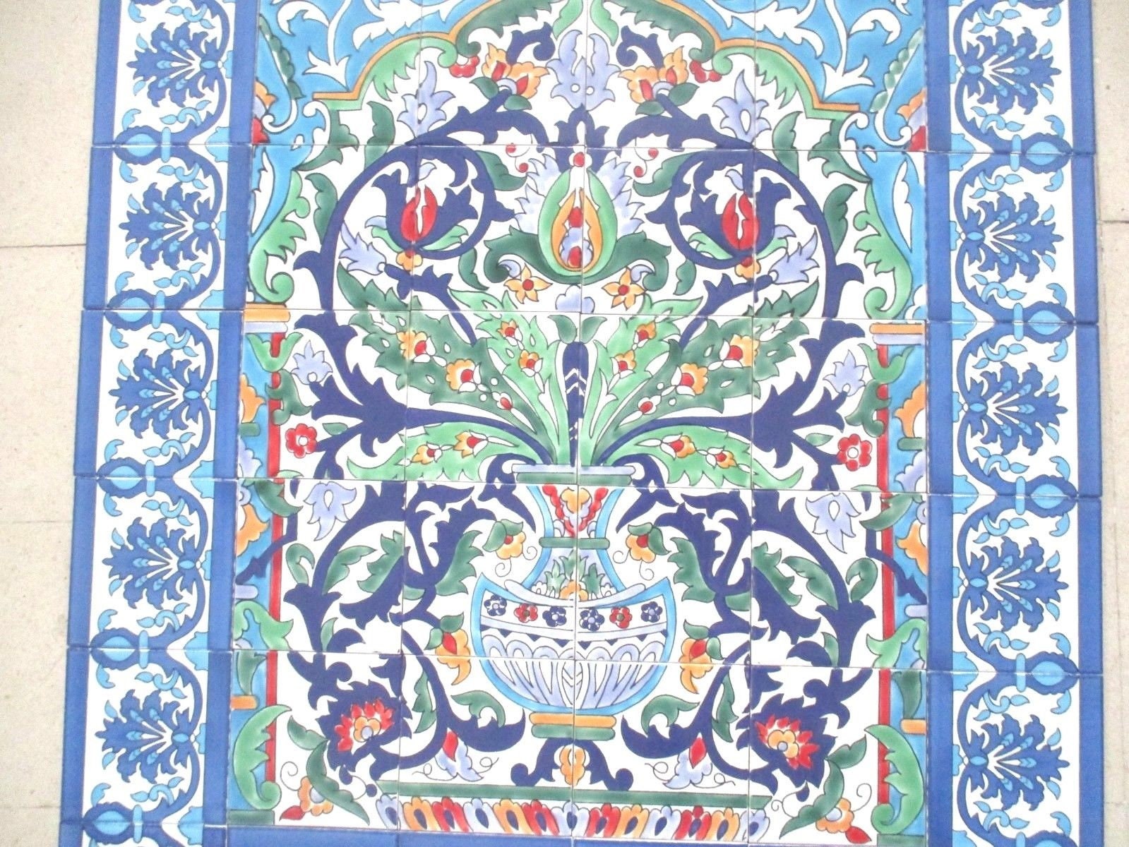 36" X 48" Hand Painted Ceramic Tile Art Panel Mosaic Wall Mural ...