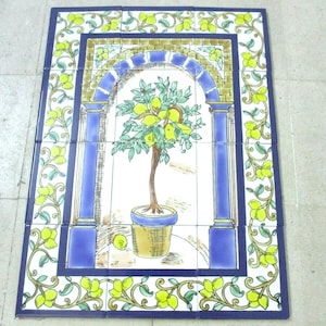Ceramic Tile Art Mosaic Wall Mural Lemon Tree Floral BACKSPLAH 18" X 24 ...