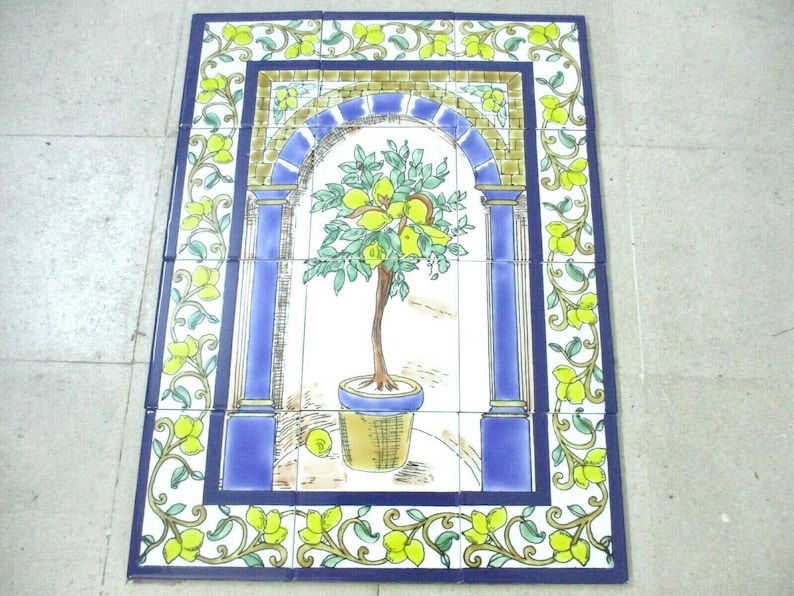 Ceramic Tile Art Mosaic Wall Mural Lemon Tree Floral BACKSPLAH 18" X 24 ...