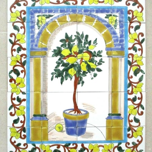 Ceramic Tile Art Mosaic Wall Mural Ctrus Lemon Tree Floral - Etsy
