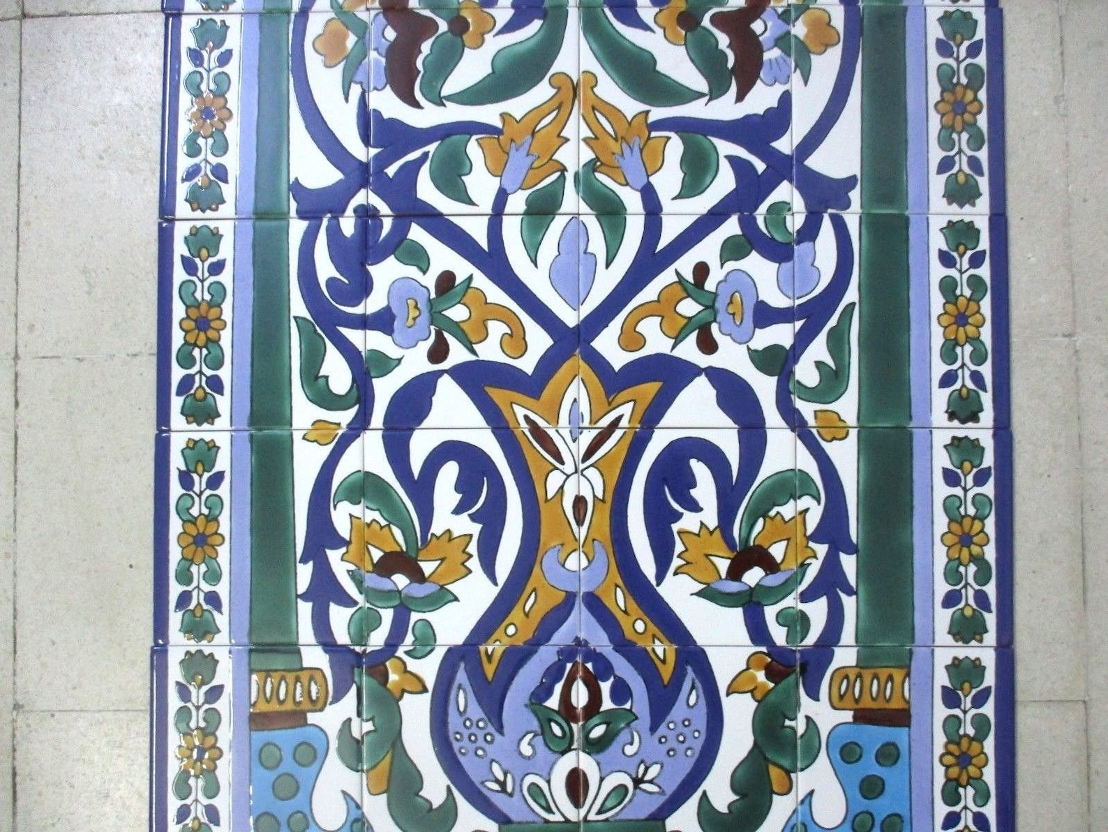 24" X 66" Hand Painted Ceramic Tile Art Panel Mosaic Wall Mural ...