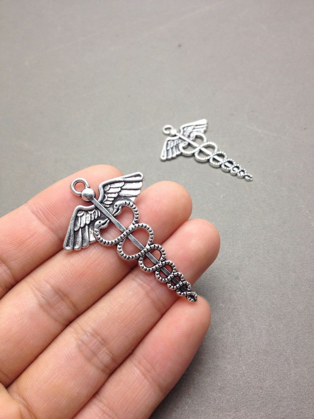 20 Pcs of Antique Silver Medical Symbol Mercurial Staff With Winged ...