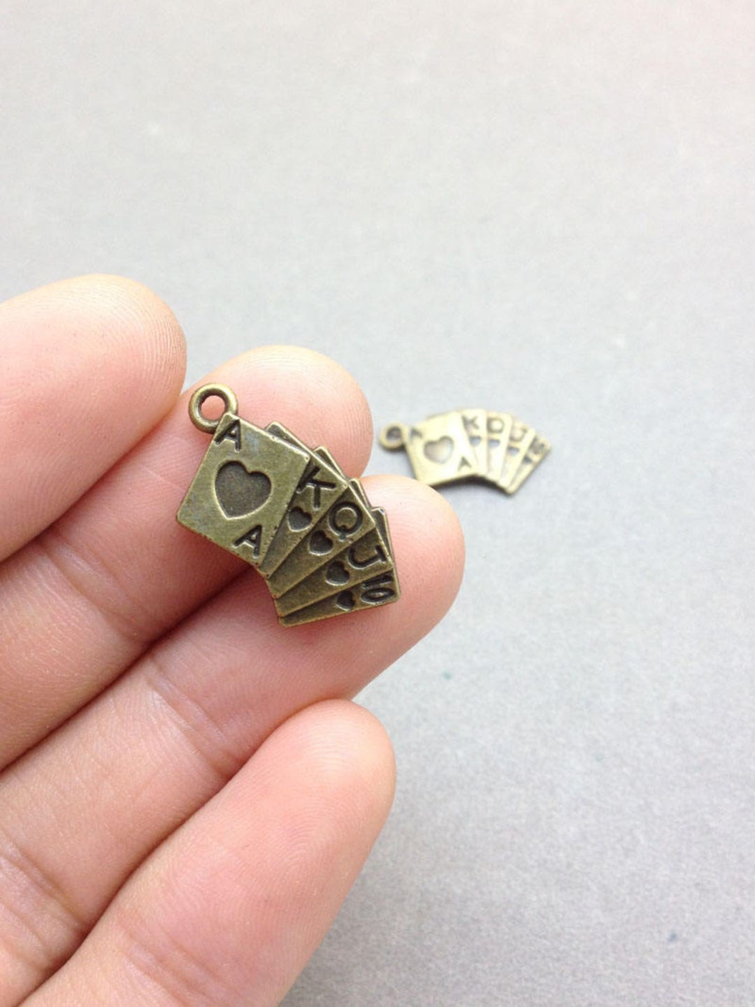 50 Antique Bronze Playing Card Charms 12mmx24mm - Etsy