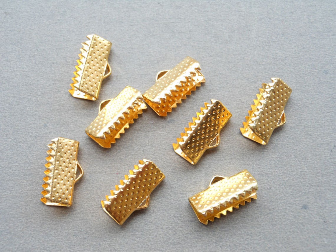 400 Pcs of Gold Ribbon Ends Clamps Fasteners Clasps 13mm - Etsy UK