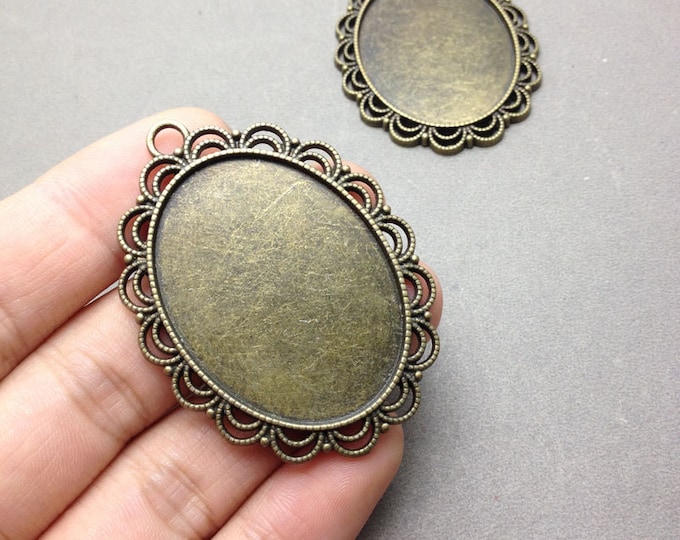 Antique Bronze Filigree Oval Cameo Base Bezel Settings Match 18x25mm ...
