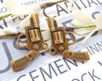 20 Pcs of Antique Silver Mini Pistol Gun Charms Revolver Charm | Etsy
