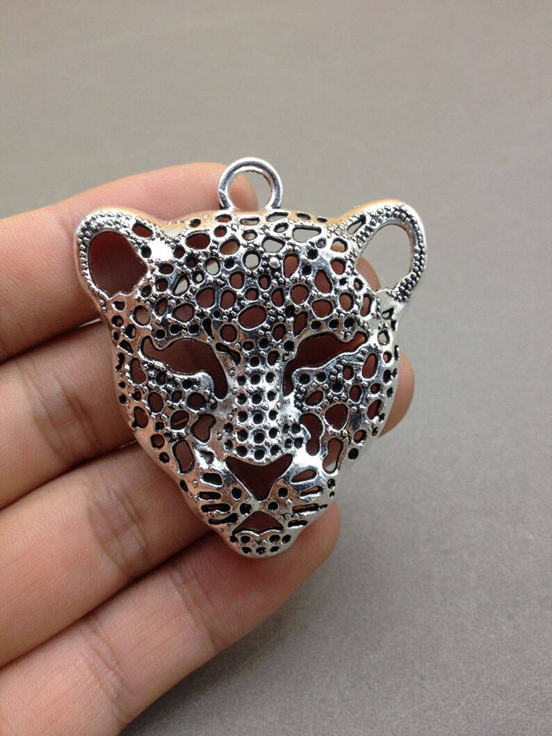 4PCS Antique Silver Leopard Head Charm Pendant 50mmx55mm - Etsy