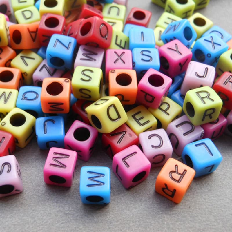 Square Color Letter Beads - Etsy
