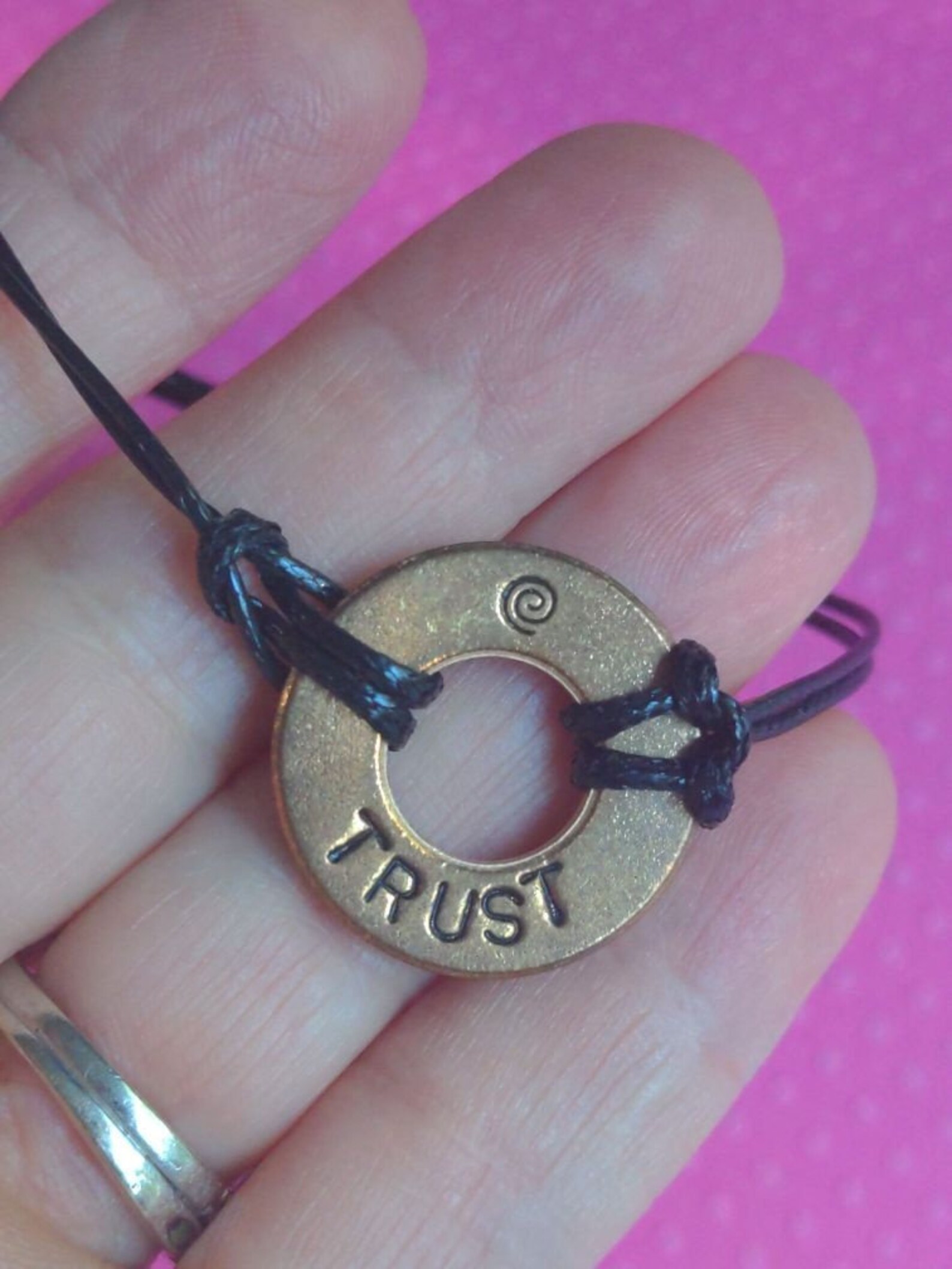 Trust Antique Bronze Sliding Knot Washer Bracelet. - Etsy