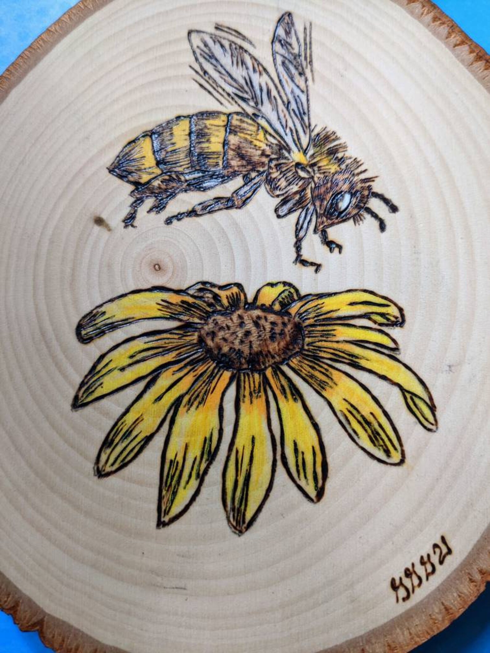 Honey Bee and Sunflower. Woodburned, Pyrography Art. - Etsy