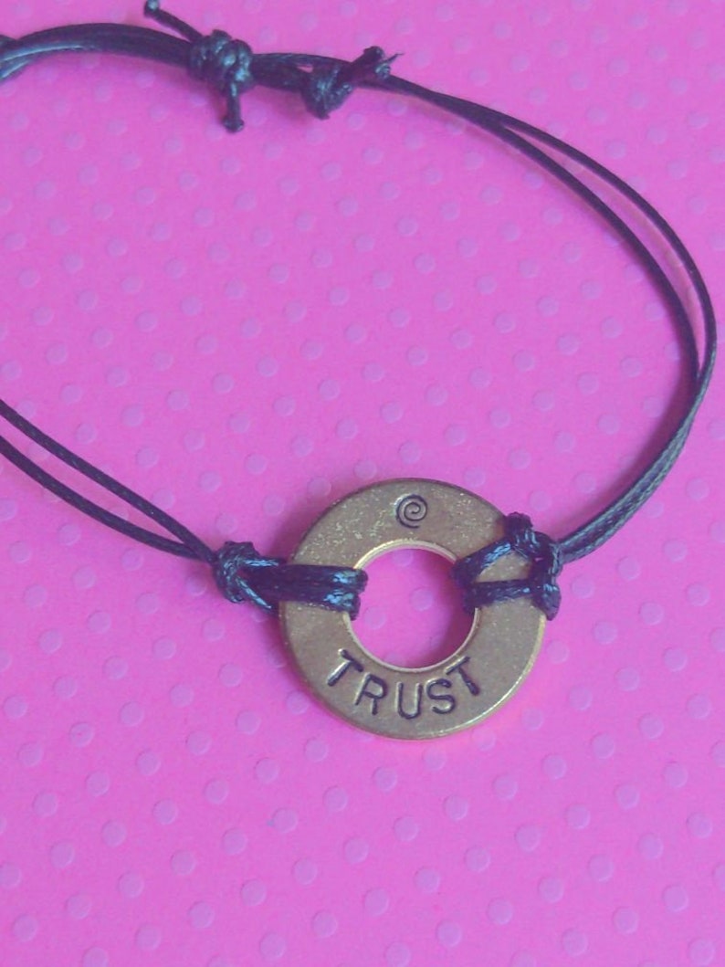 Trust Antique Bronze Sliding Knot Washer Bracelet. - Etsy