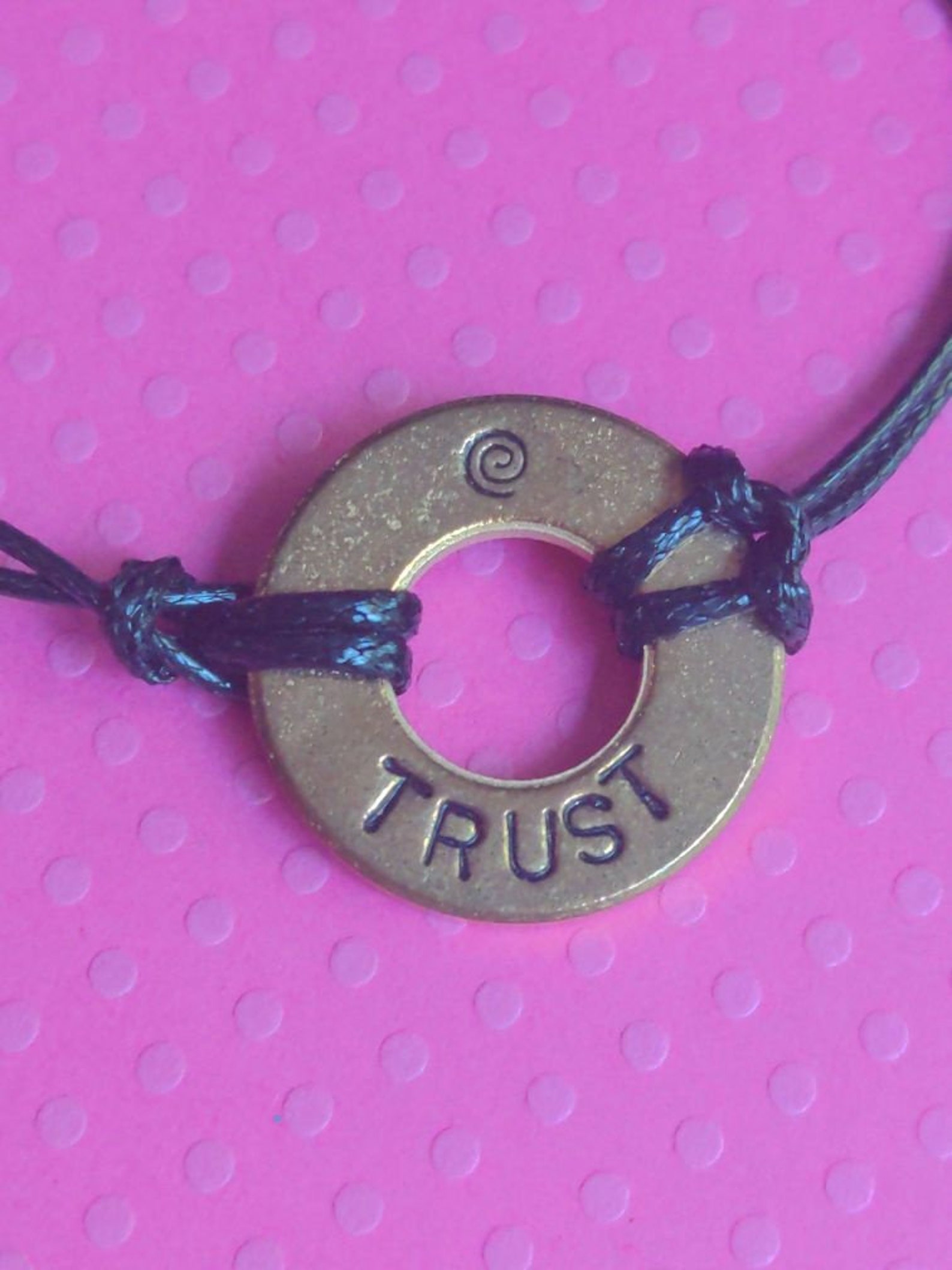 Trust Antique Bronze Sliding Knot Washer Bracelet. - Etsy