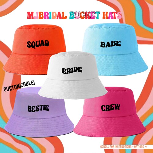 CUSTOM Wavy Groovy Font Bucket Hat 4 Colors to Choose - Etsy