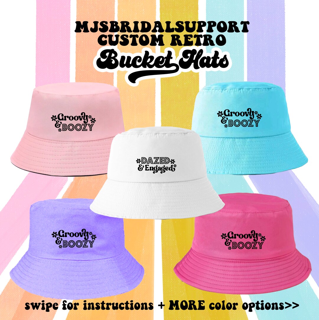 Retro Bachelorette Bucket Hat | 7 Colors to Choose | Custom Groovy Text ...