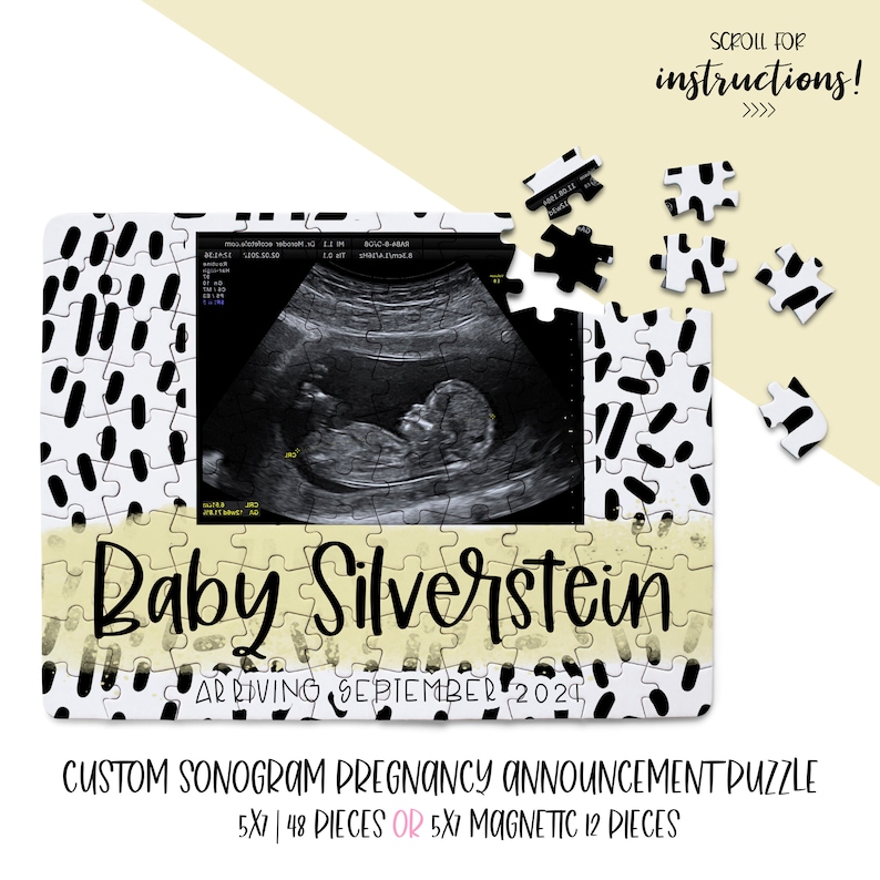 PREGNANCY Announcement PUZZLE With Custom Ultrasound Photo | Text is ...